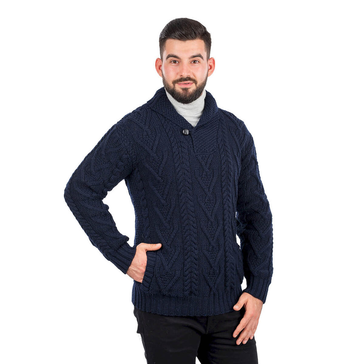 Shawl Collar Single Button Sweater – Funky Skunk