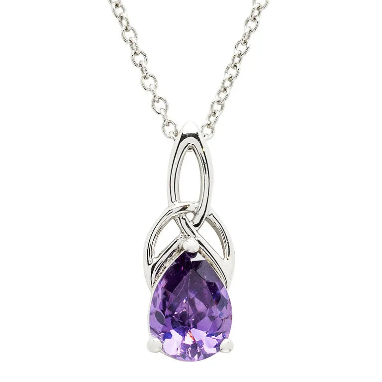 Sterling Silver Cubic Zirconia Amethyst Trinity Necklace – Funky Skunk